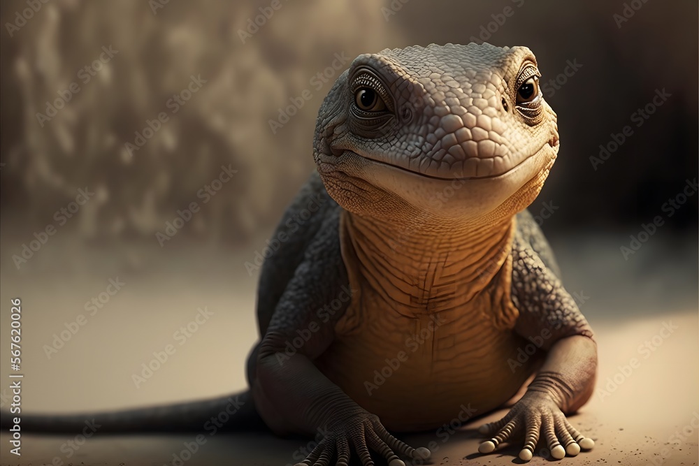cute monitor lizard character created using AI Generative Technology ...
