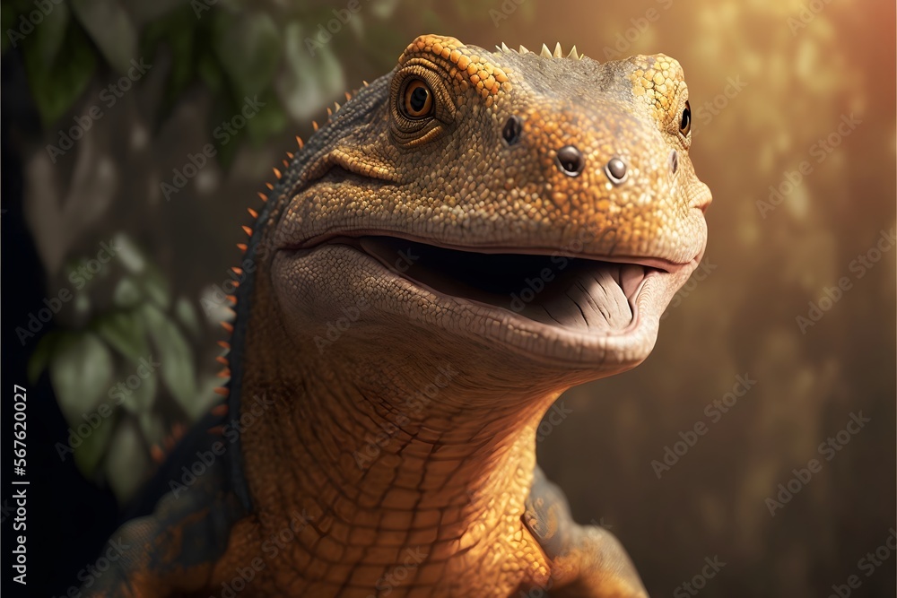 cute monitor lizard character created using AI Generative Technology ...
