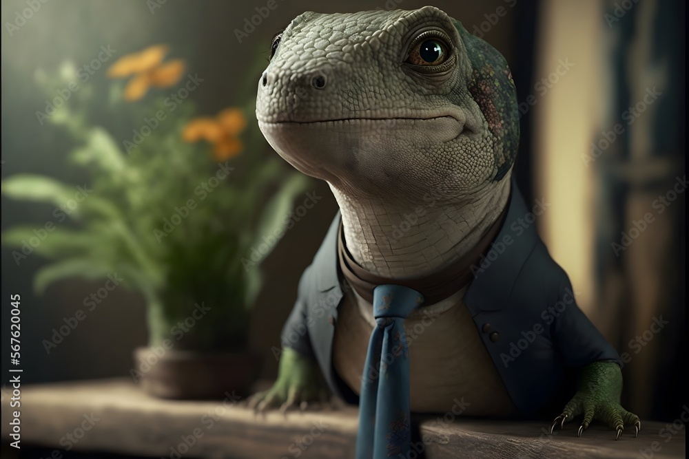 cute monitor lizard character created using AI Generative Technology ...