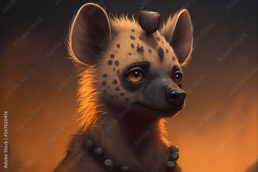 cute hyena character created using AI Generative Technology Stock ...