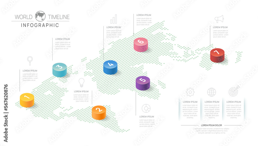 Infographic Timeline diagram template for business. 7 Steps Modern ...