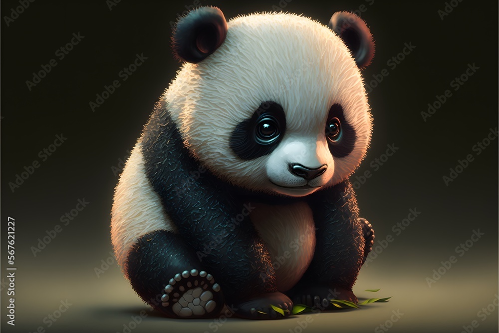 cute panda character created using AI Generative Technology Stock ...