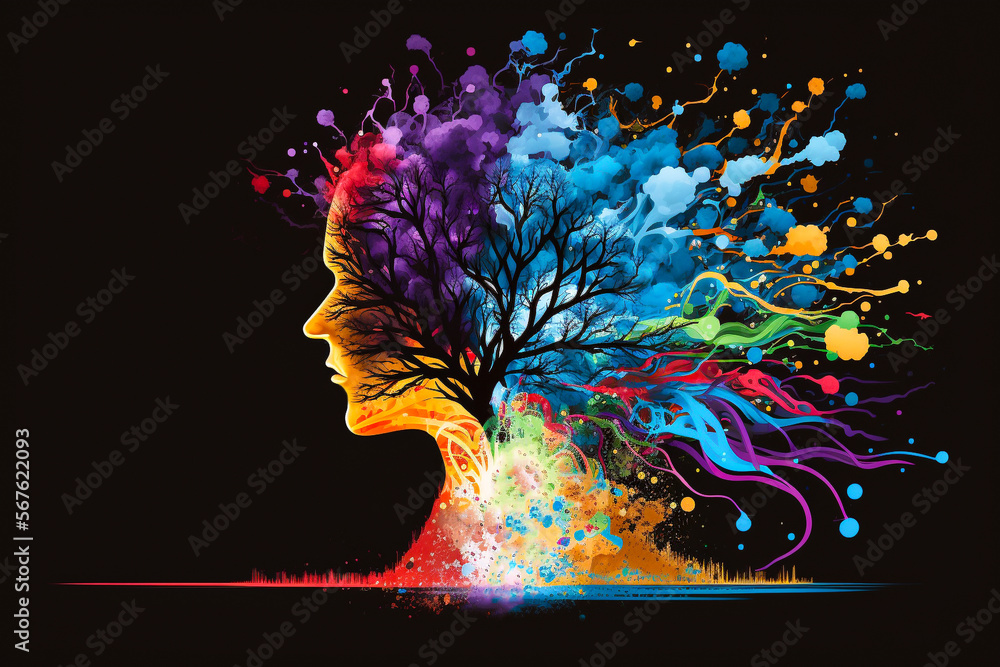 illustration of a human head with emotions, imagination and the human ...