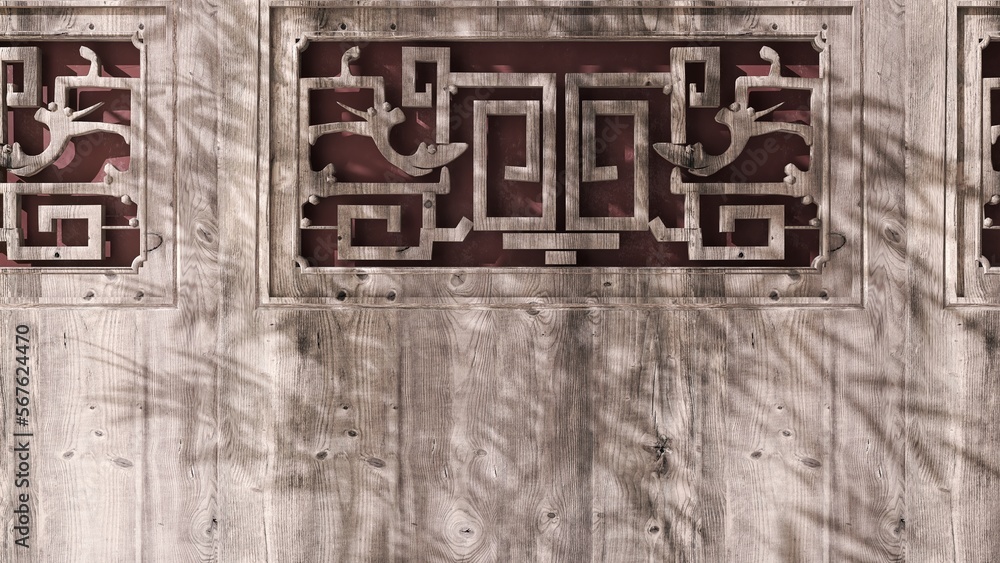 Old, antique traditional Chinese carved patten door with beautiful wood ...