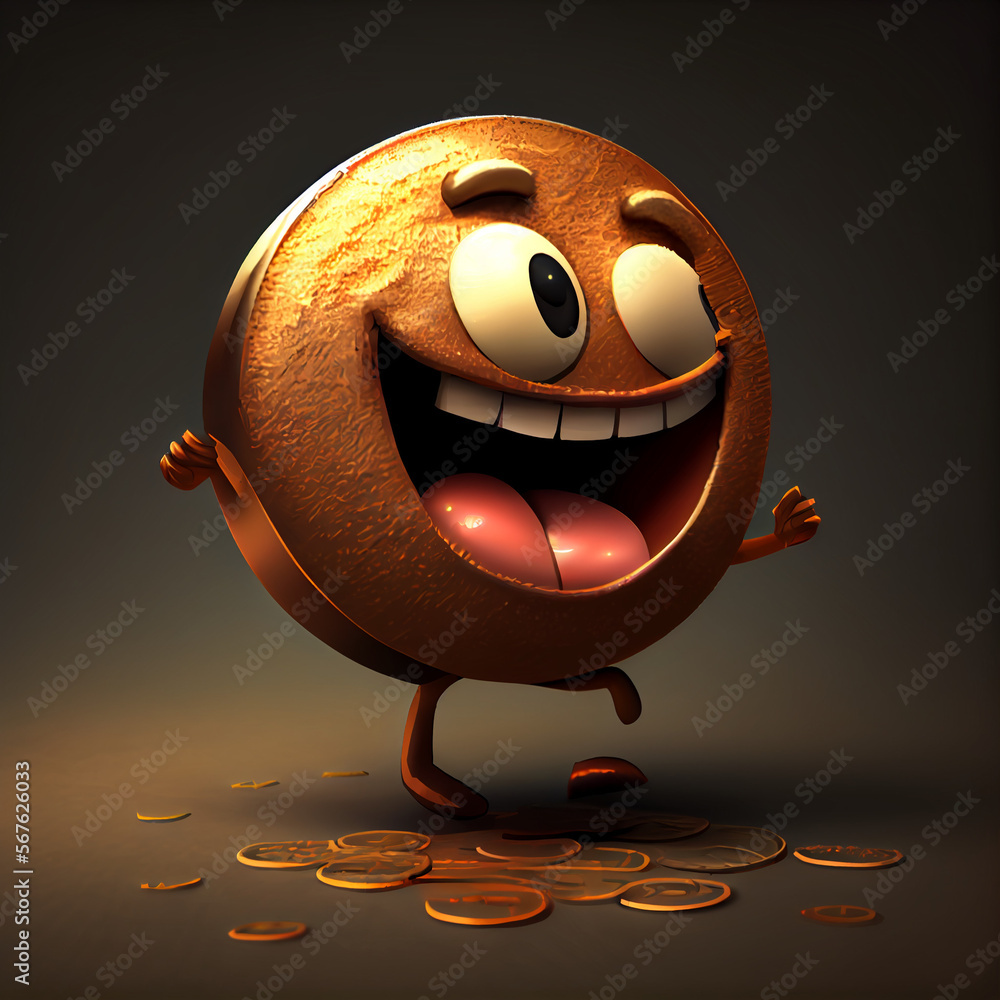 Goofy looking coin character, generative ai art Stock Illustration ...