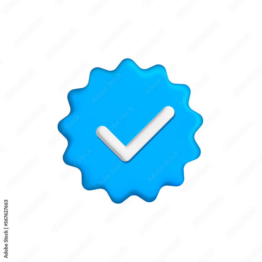 3d vector realistic render ui element approved blue round circle ...