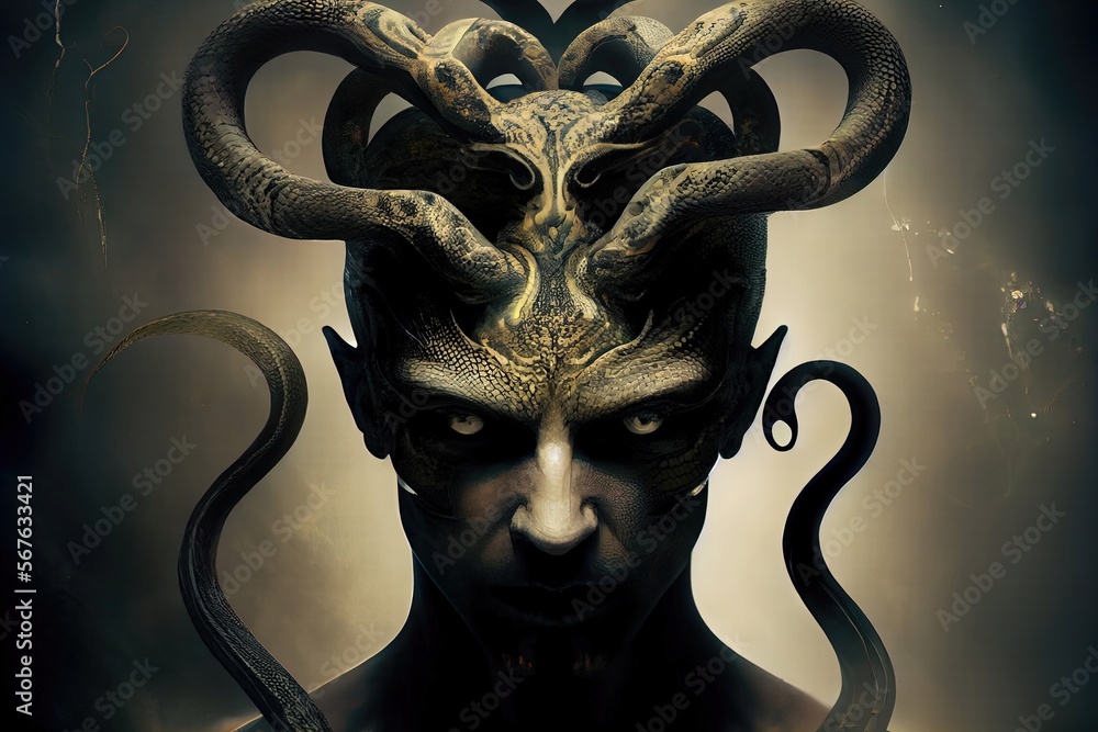 fictional character, ai generated 3d render of a hybrid man alien demon ...