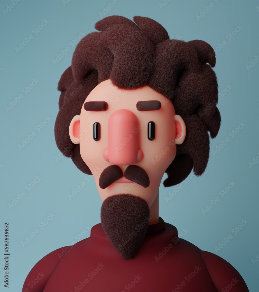 handsome scientist and inventor with brown long hair mustache and beard ...