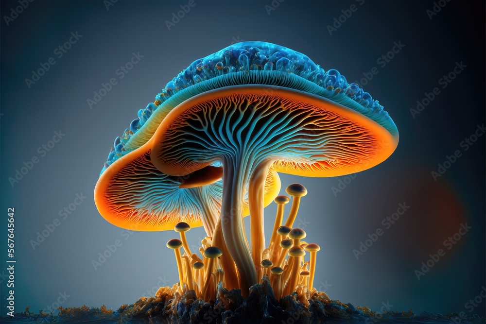 abstract illustration of mushroom fungus hypha mycelium tendrils, scary ...