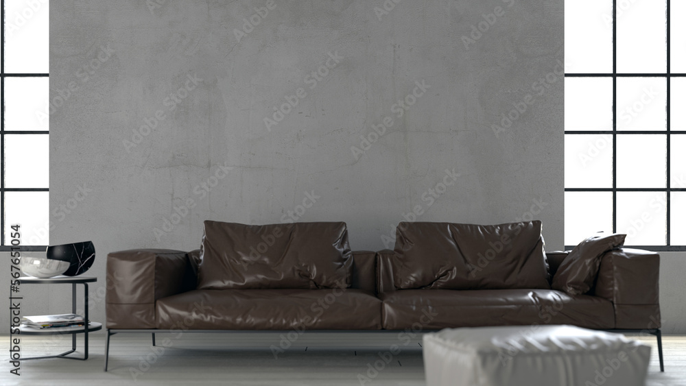 Ambiente interno di design moderno con divano di lusso in pelle stile ...