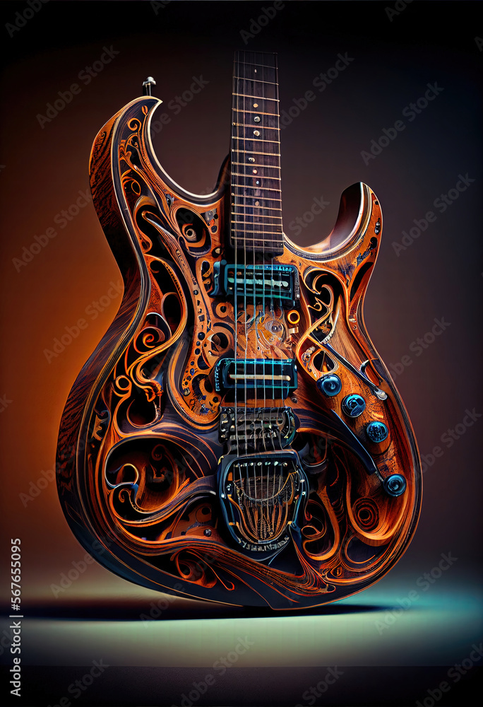 ai generated stylized electric guitar with amazing culptured design ...
