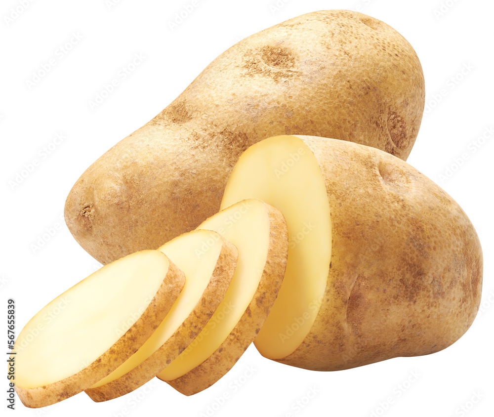 Whole and cut potatoes Stock Photo | Adobe Stock