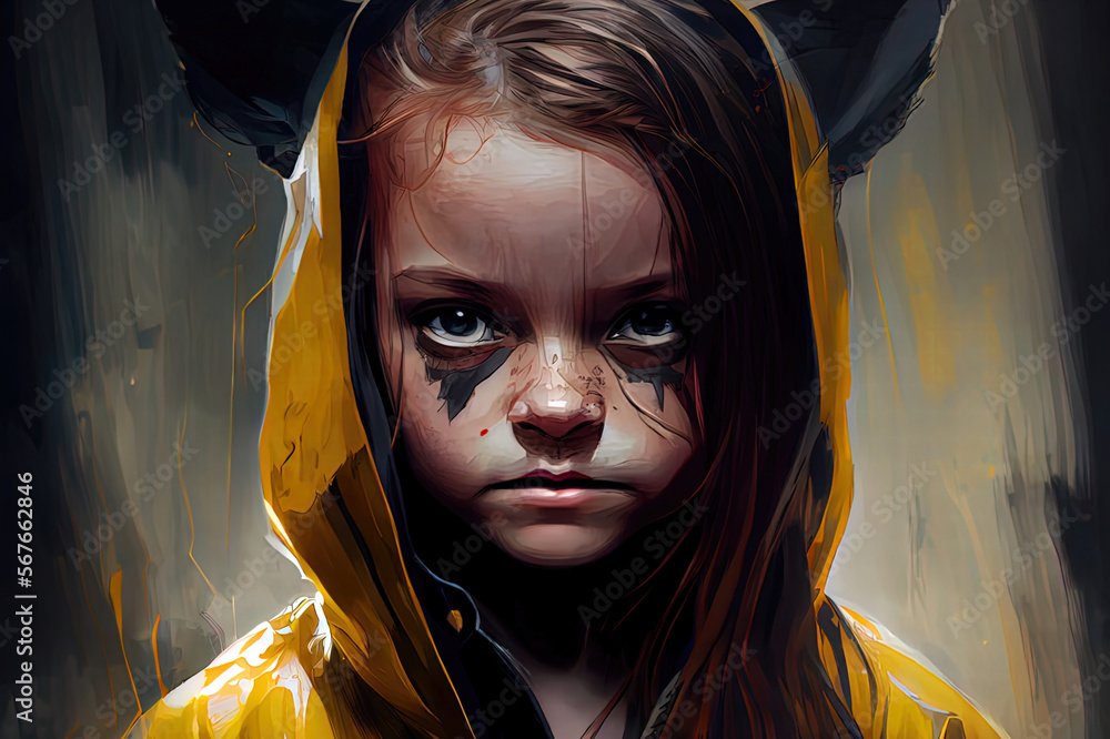 fictional character, ai generated 3d illustration of a child super hero ...