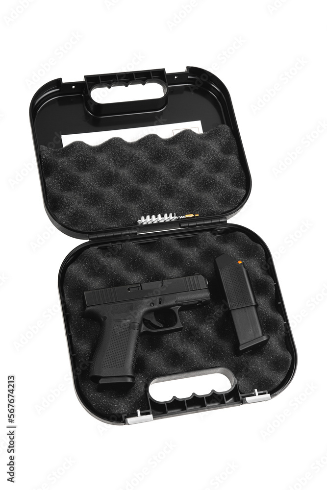Modern semi-automatic pistol isolate on a white background. Armament ...