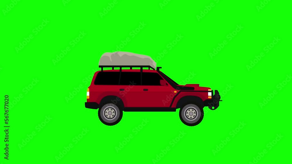 Cartoon flat design animation of a moving car SUV. red car Seamless ...