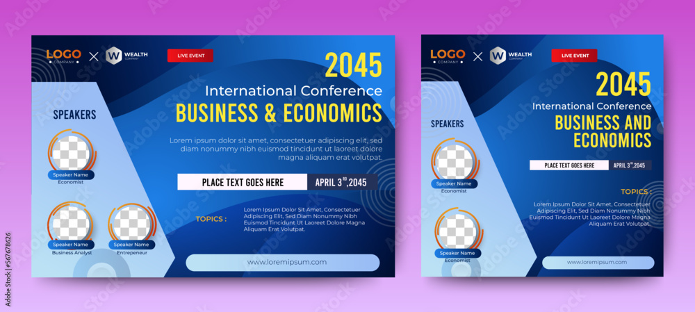 Invitation web banner to the online conference. Business webinar ...