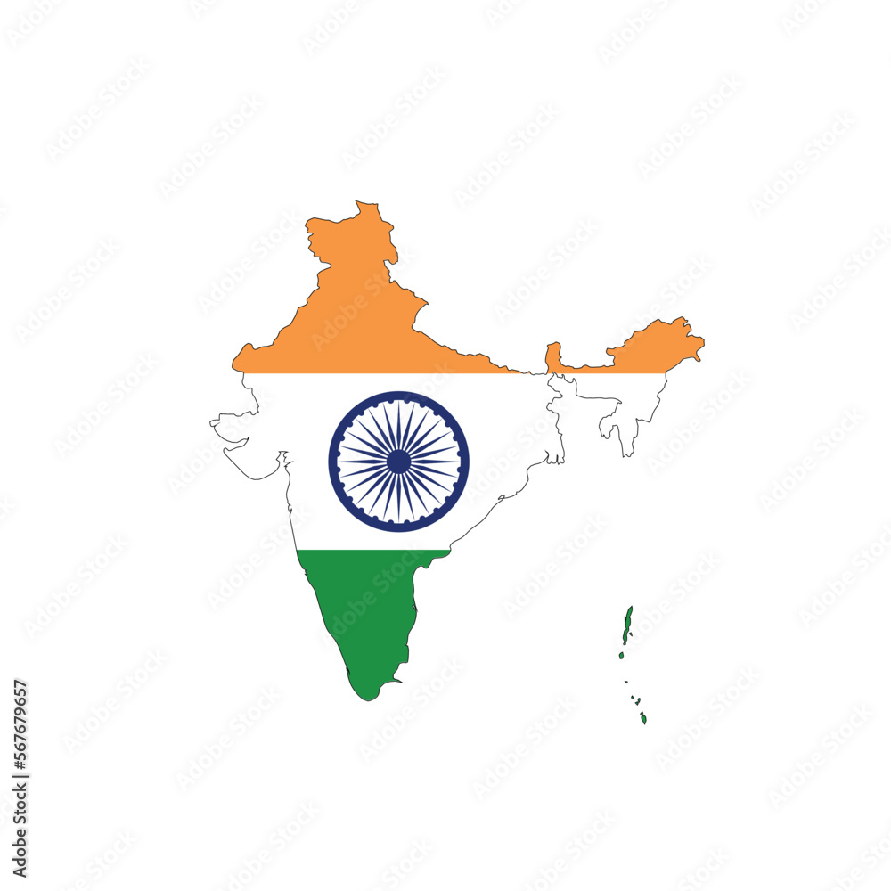 India national flag in a shape of country map Stock Vector | Adobe Stock