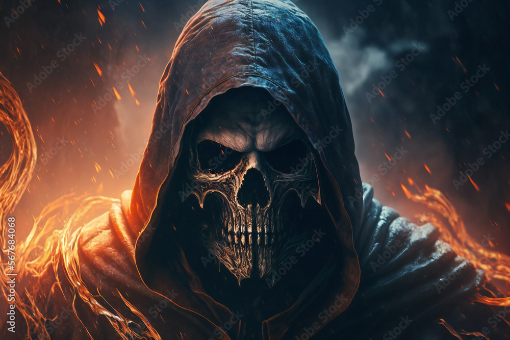 Death with the face of skull - Grim reaper - the death itself ...