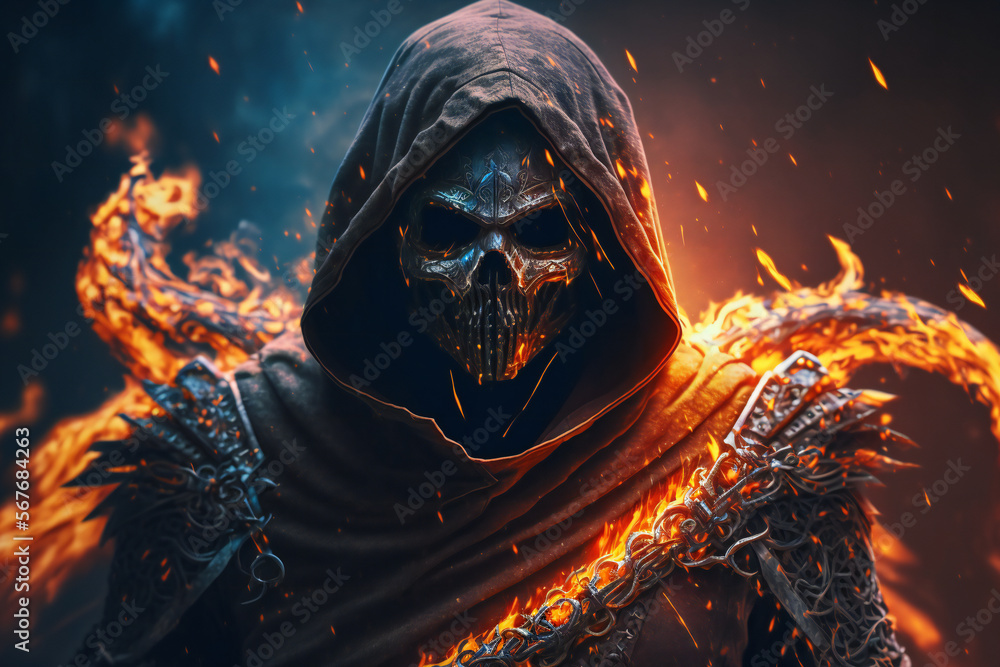 Death with the face of skull - Grim reaper - the death itself ...