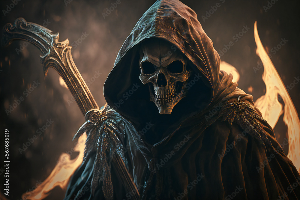 Death with the face of skull - Grim reaper - the death itself ...