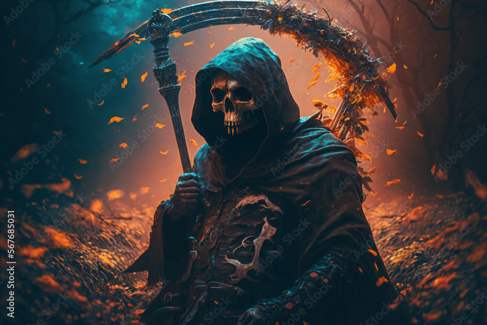 Death with the face of skull - Grim reaper - the death itself ...