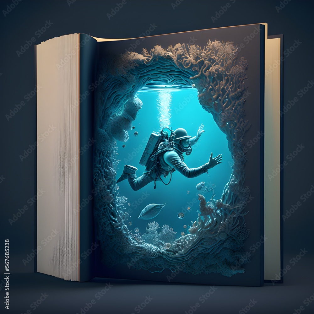 Navy Blue Book Horizon generated by AI Stock Illustration | Adobe Stock