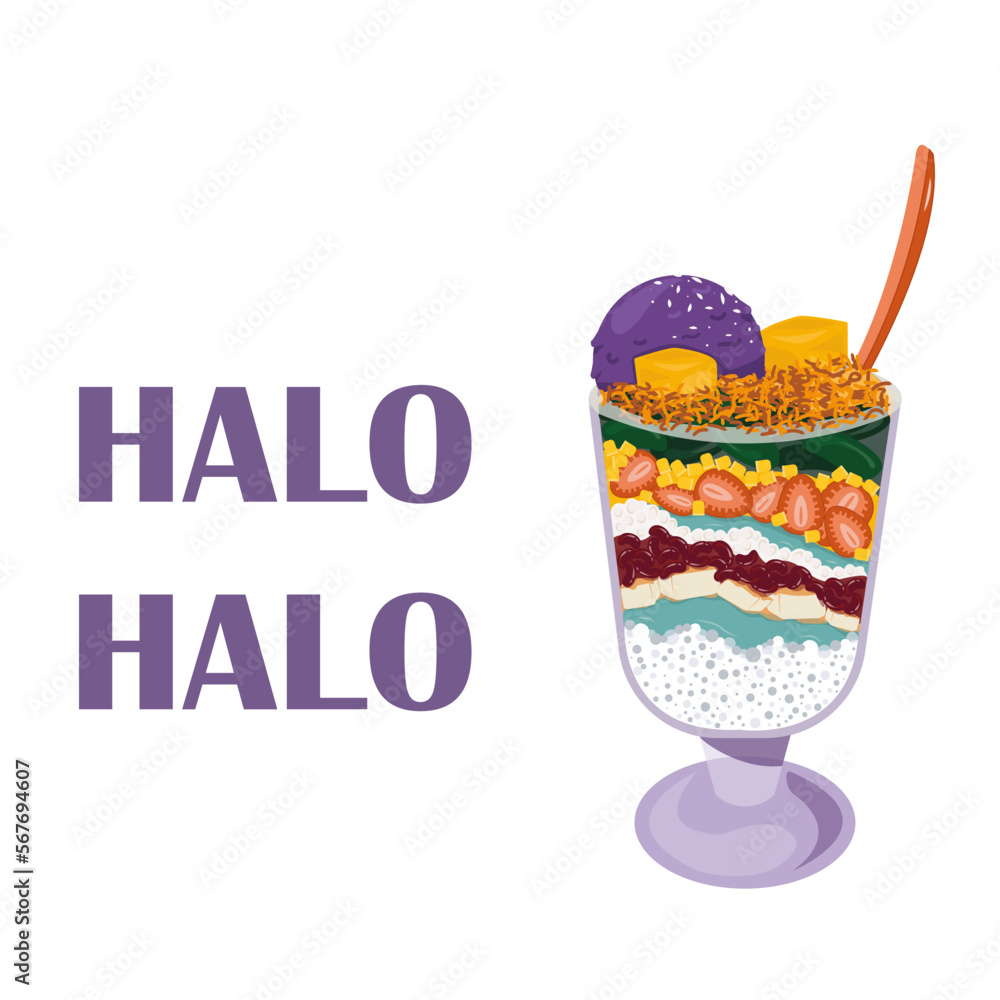 Halo cold sweet dessert. Assian philippine traditional food. Halo Halo ...