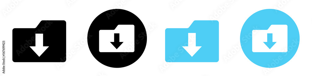 Download folder icon. File folder icon set. File document import icon. Flat open folder icon set ...