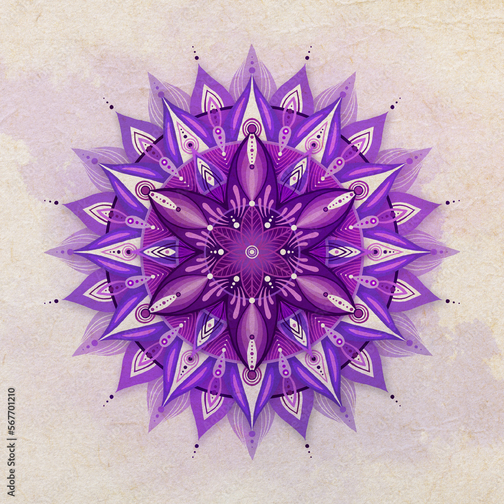 Ilustrace „Chakra corona mandala sahasrara séptimo chakra morado rosa ...