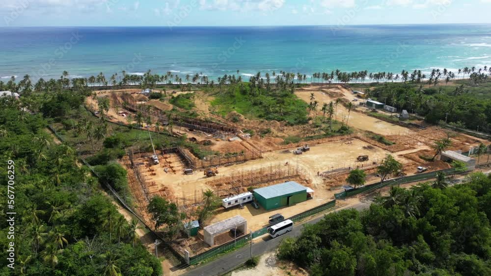 The construction site on the shore of the Caribbean sea. Start building ...