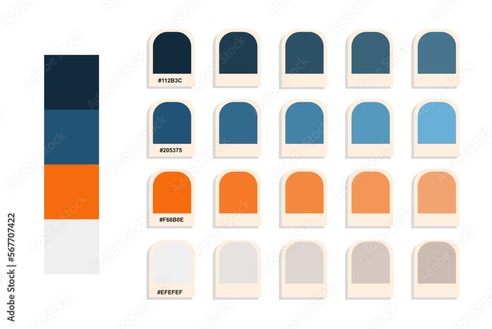 Dark blue orange light gray color palette, colour matching, web design ...