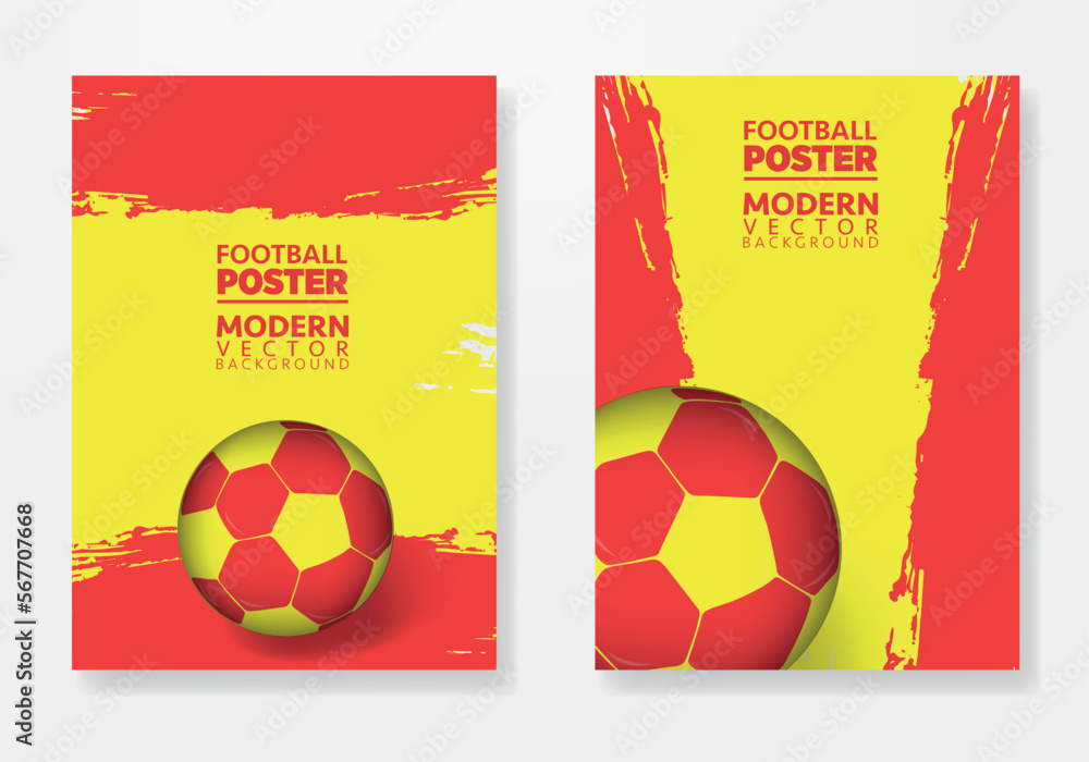 Vector Spain football poster template, with soccer ball, brush textures ...