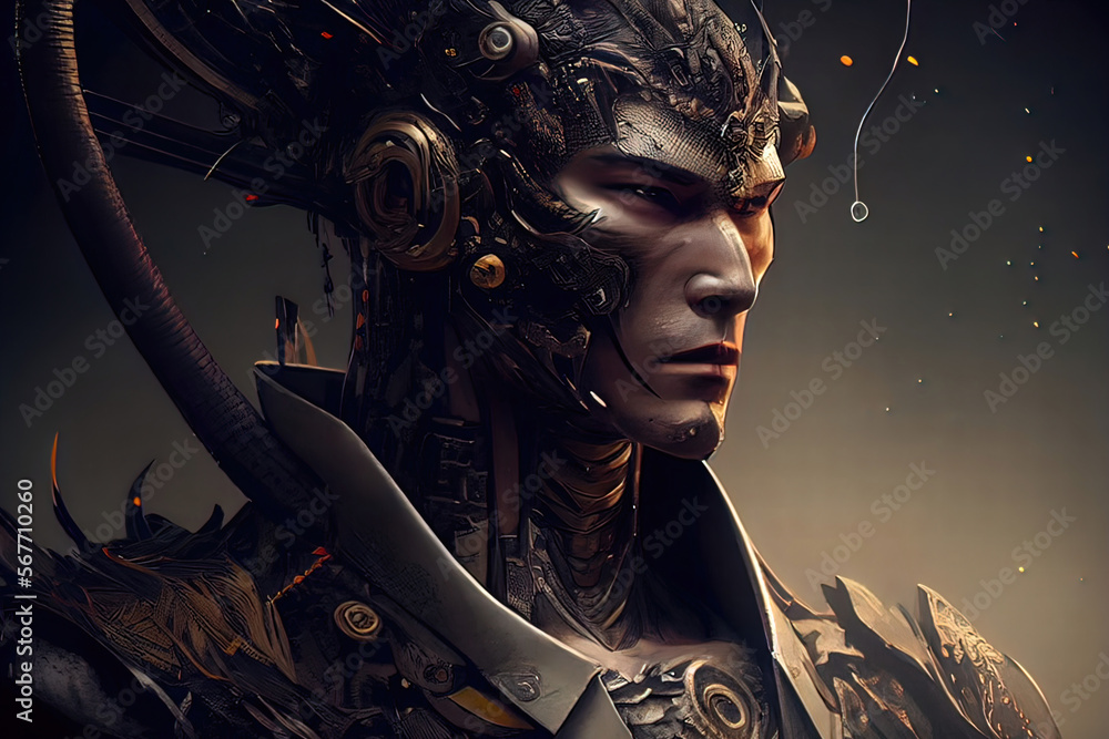 ai generated, close up, portrait of a steam punk, futuristic anime ...