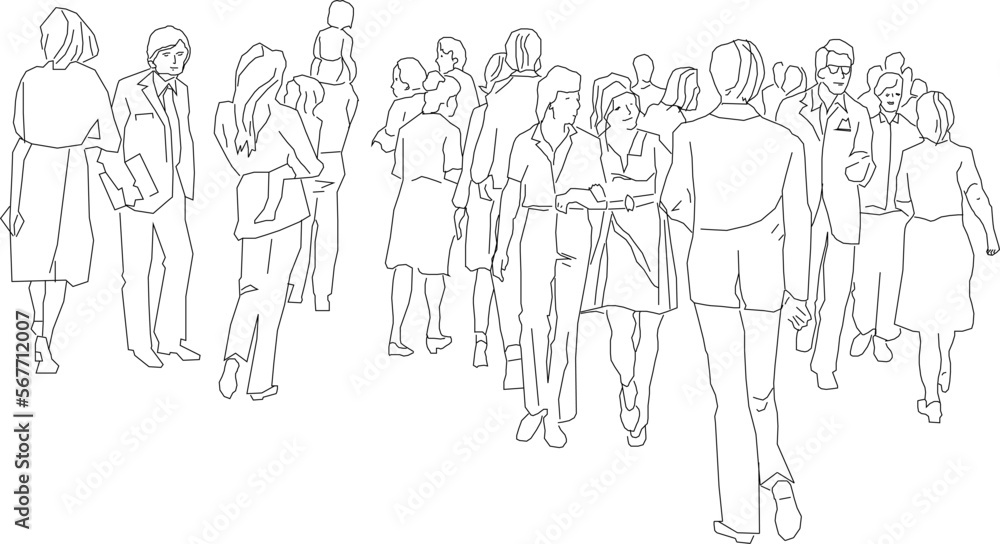 Vector illustration sketch of crowded people Stock Vector | Adobe Stock