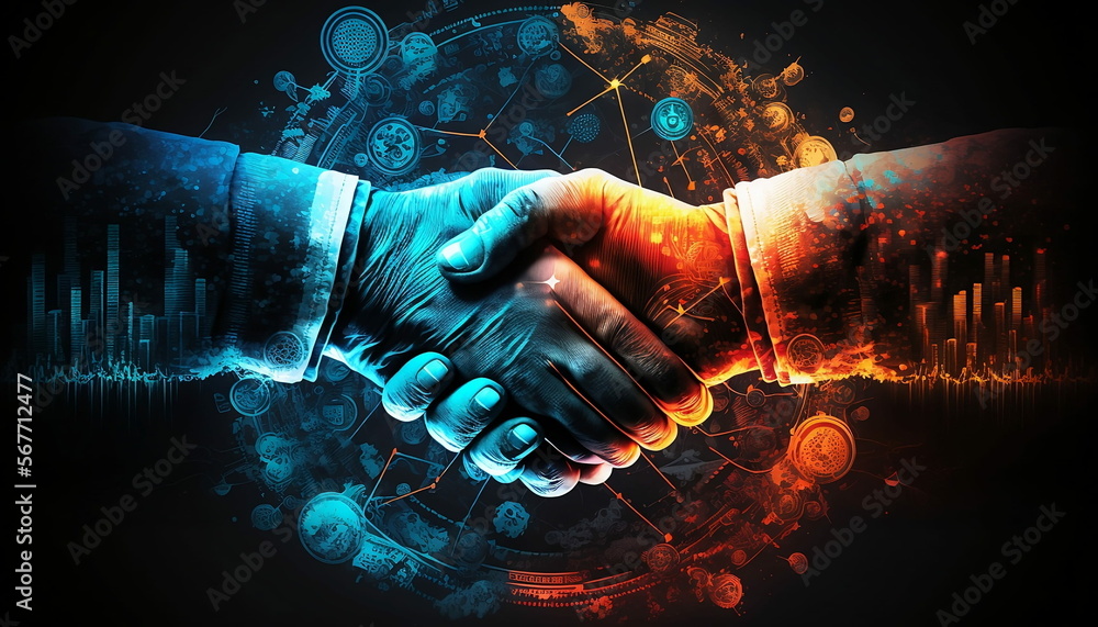 Businessman handshake for teamwork of business merger and acquisition ...