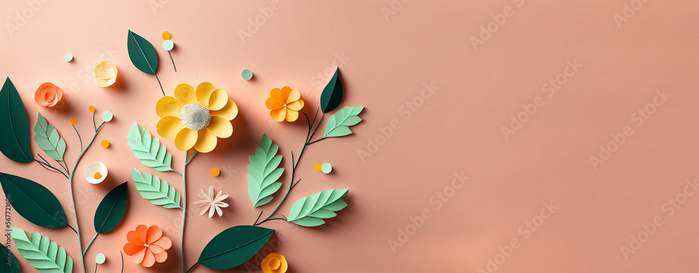Paper cut spring flowers with copy space. Creative spring background ...