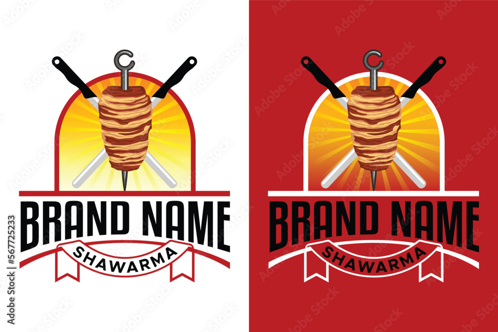 Shawarma emblem Turkish fast food restaurant illustration logo design ...