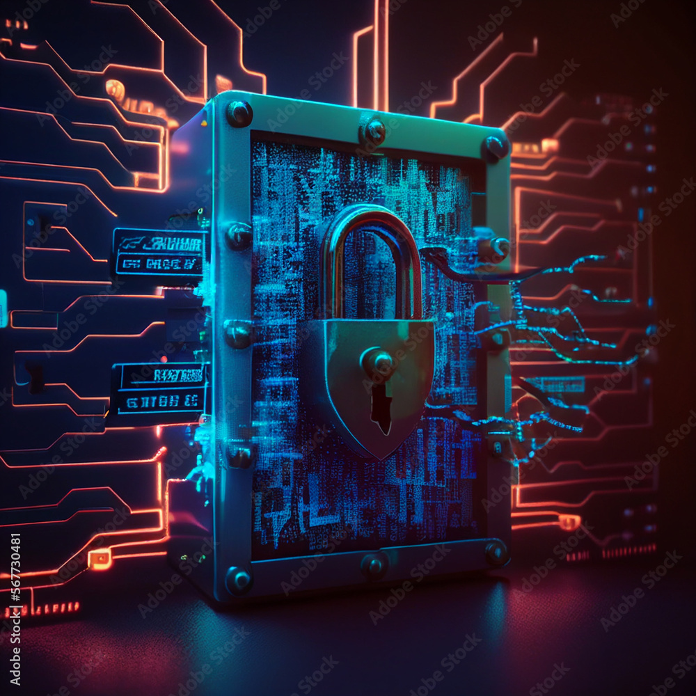 cyber security data lock being attacked created with Generative AI ...