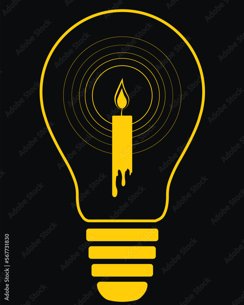 Vector graphic - a lamp with a candle inside, a symbol of lack of ...