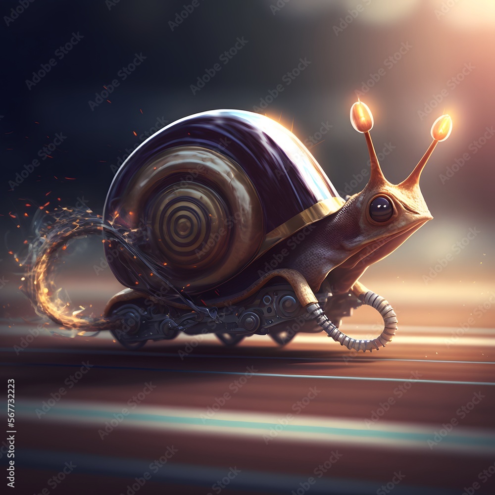 a realistic snail with supercharged energy power created using ...