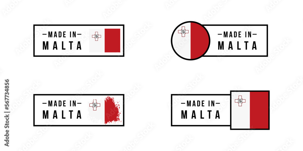 Set of sticker Made in Malta. Design labels with Malta flag for ...