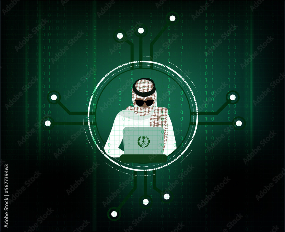 saudi hacker cyber attack concept illustration Stock Illustration | Adobe Stock
