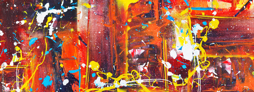 Hand draw digital painting abstract art panorama background colors ...