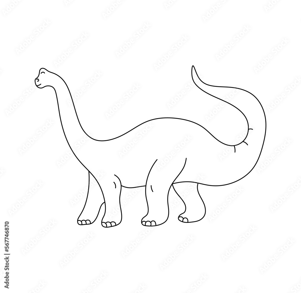 Vector isolated one single big large diplodocus dinosaur with long neck ...