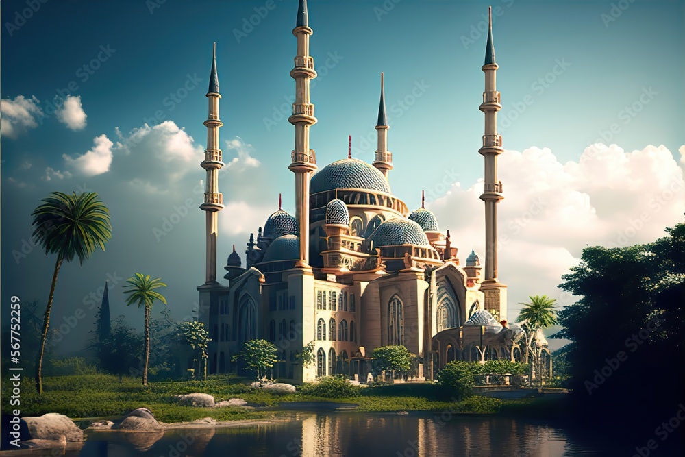 Ilustracja Stock: beautiful mosque islamic background. istanbul ottoman ...