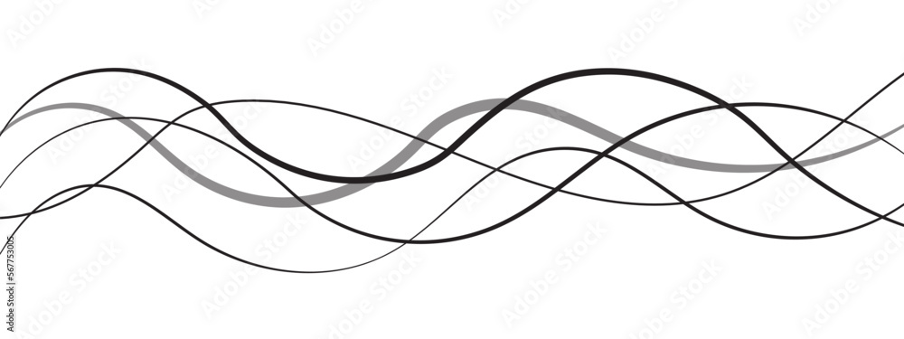 Abstract black and grey curved lines on white paper background. Stock ...