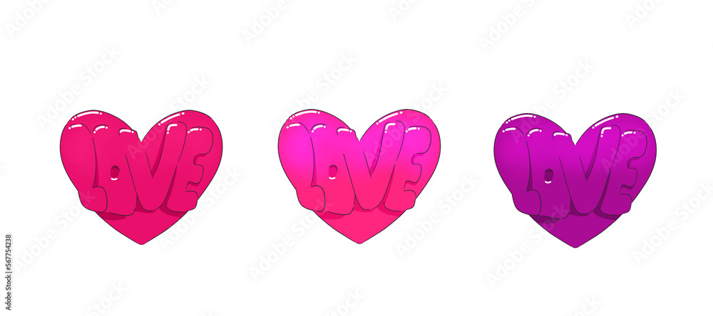 corazón, formas de corazón ilustrados, Love, romance, san valentin, día ...