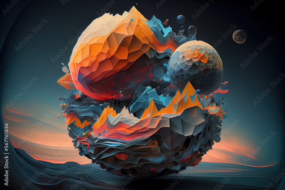 ai generated abstract fantasy art of a strange tiny planet Stock ...