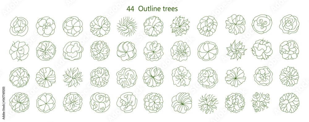 Tree for architectural floor plans. Entourage design. Various trees ...
