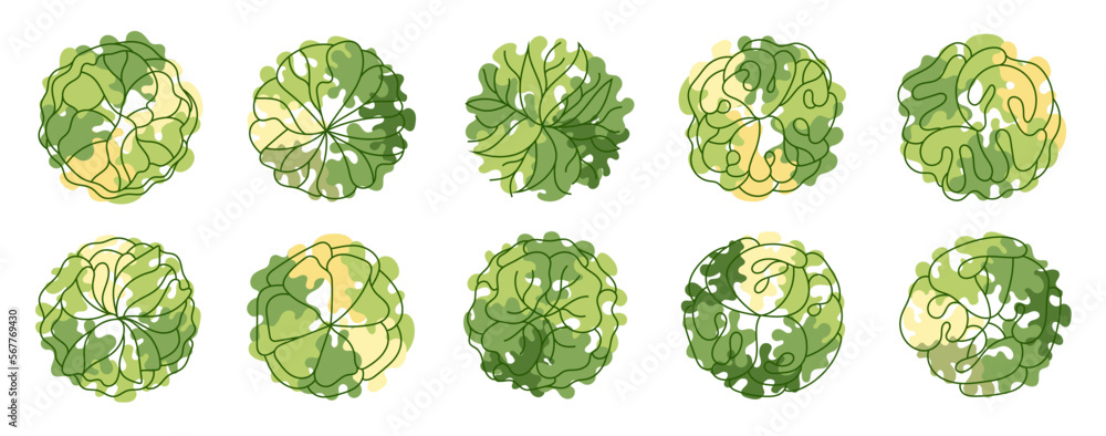 Tree for architectural floor plans. Entourage design. Various trees ...